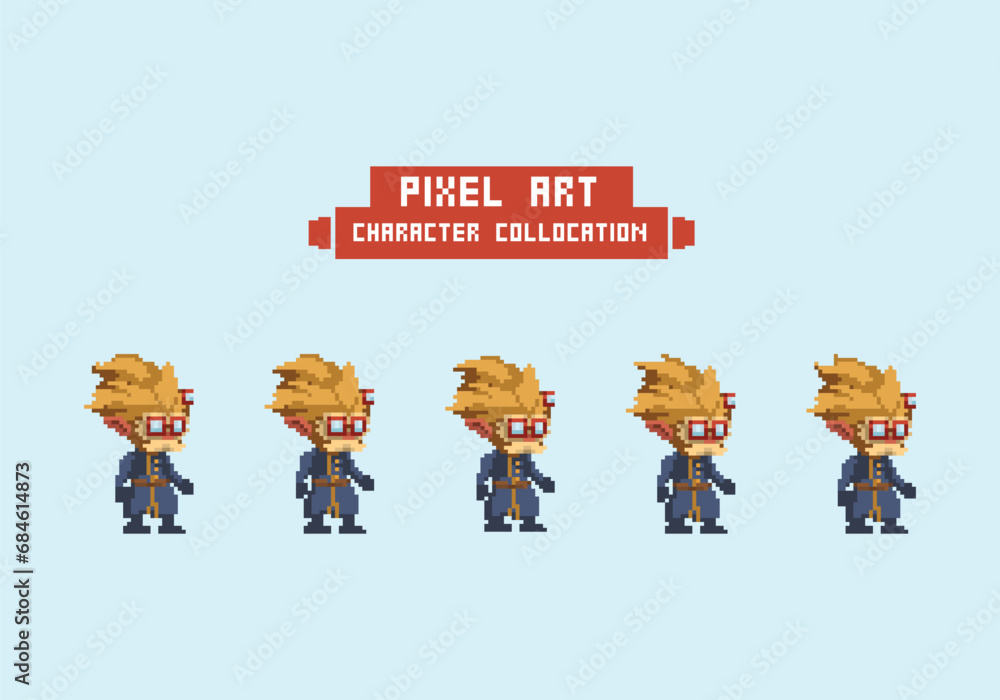 pixel art style illustration vector 8 bit 8-bit character set retro ...
