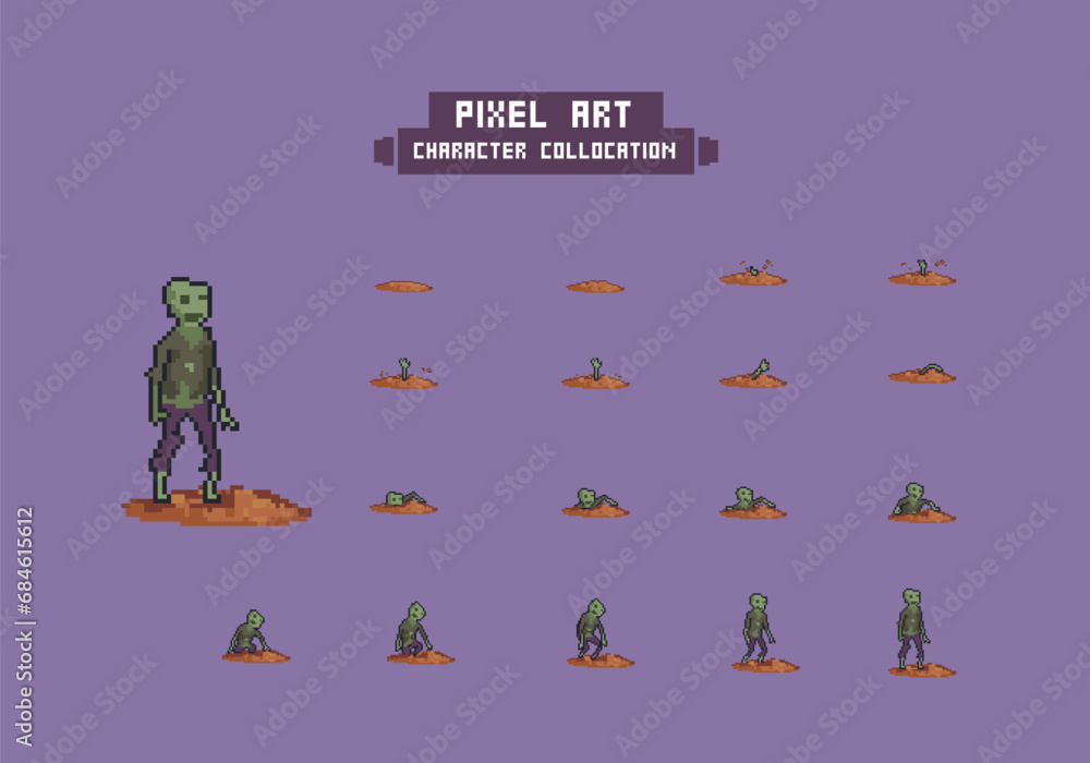 pixel art style illustration vector 8 bit 8-bit character set retro ...