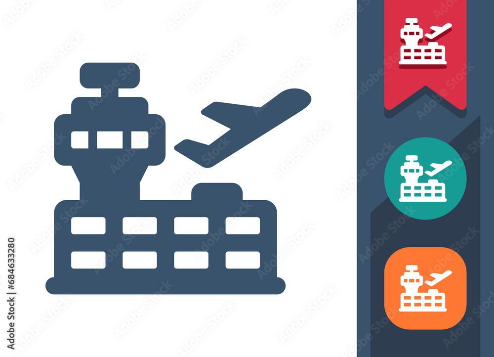 Air Traffic Control Tower Icon. Airport, travel Stock Vector | Adobe Stock