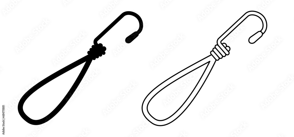 Drawing cartoon, elastic with hook. Cord with Hooks. Bungee spider sign ...