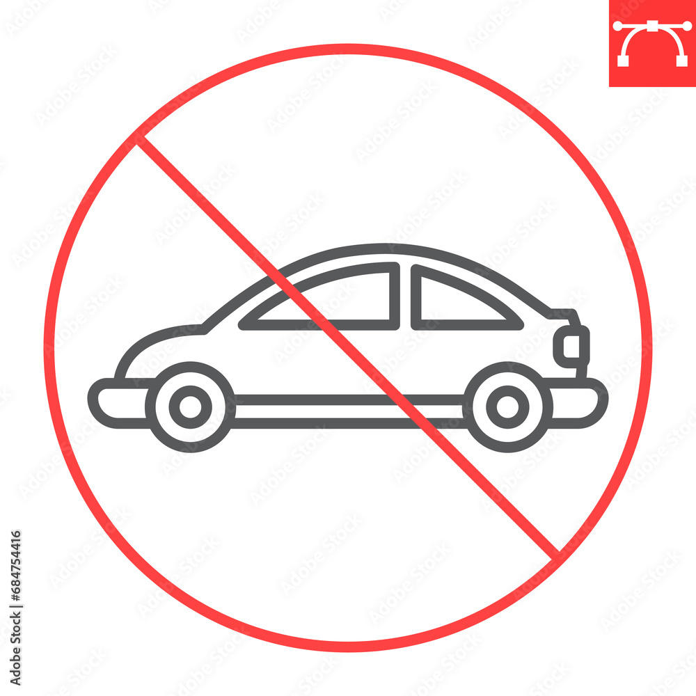 No car line icon, prohibition and forbidden, no parking sign, vector ...