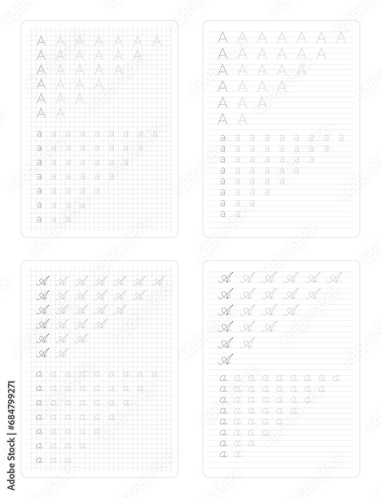 Image vectorielle Stock Letter A. Uppercase lowercase trace english ...