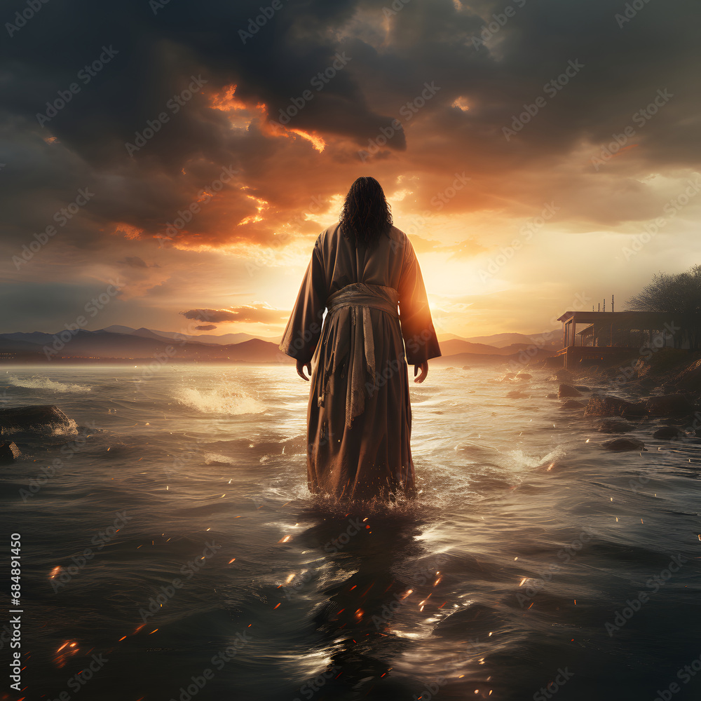 Jesus Christ walking on water, Jesus walk on water sea of galilee ...