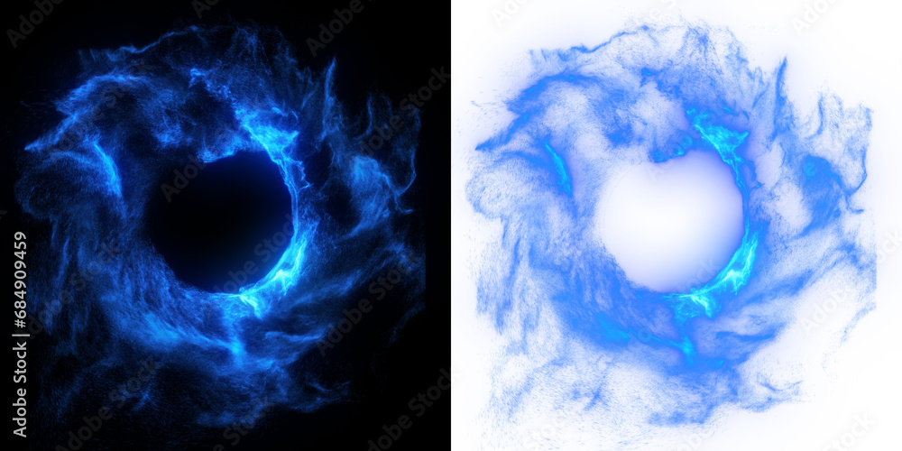 Glowing electric blue ring light magic effect. plasma glow surrounds ...