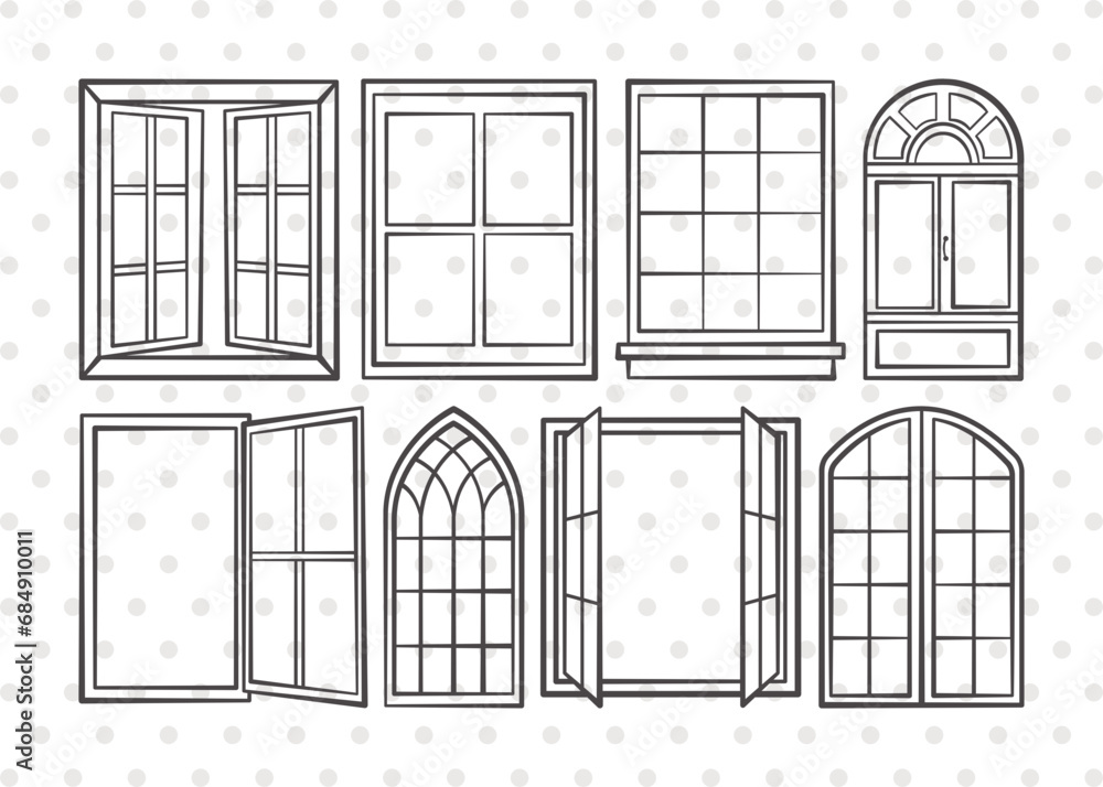 Window Clipart SVG Cut File | Church Windows Svg | Gothic Windows Svg ...