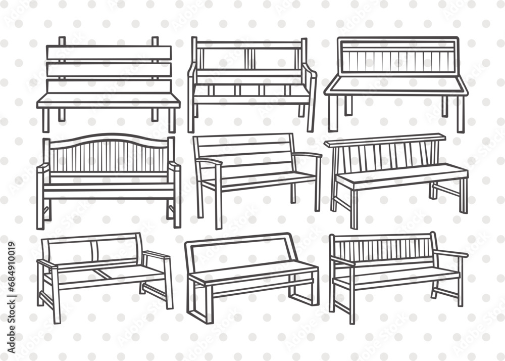 Vector de Stock Park Bench Clipart SVG Cut File | Bench Svg | Wooden ...