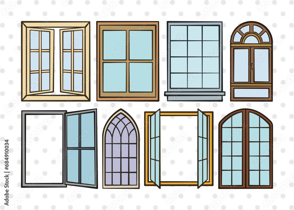 Vector de Stock Window Clipart SVG Cut File | Church Windows Svg ...