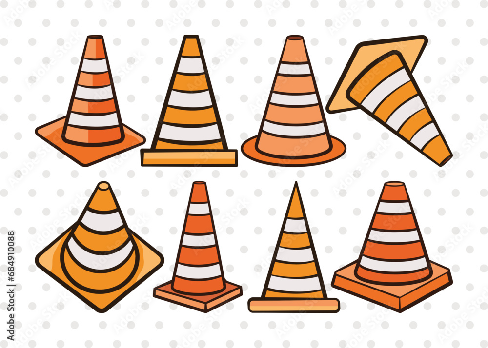 Vector de Stock Traffic Cones Clipart SVG Cut File | Cones Svg | Hazard ...