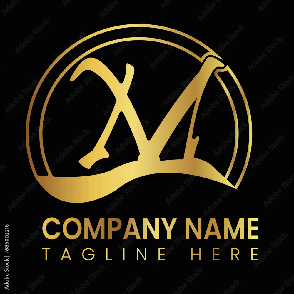 golden font letter M LOGO VECTOR Stock Vector | Adobe Stock