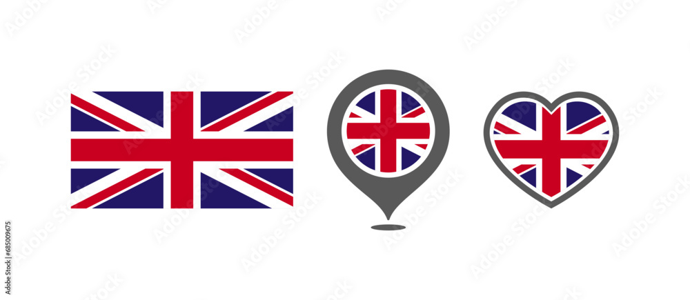 National flag of the Great Britain. Flag in the shape of rectangles ...