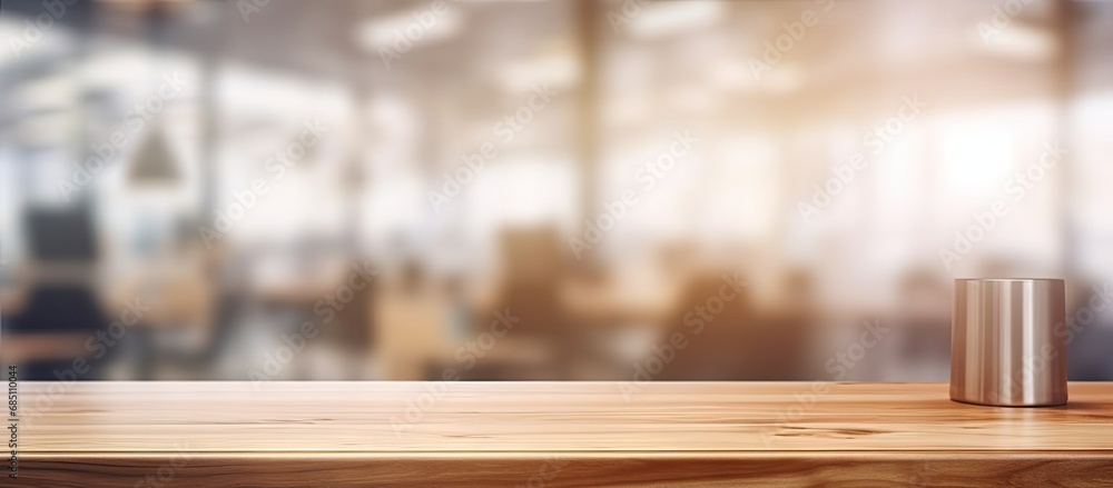 Minimalist workspace. Empty wooden desk or table in bright room perfect ...