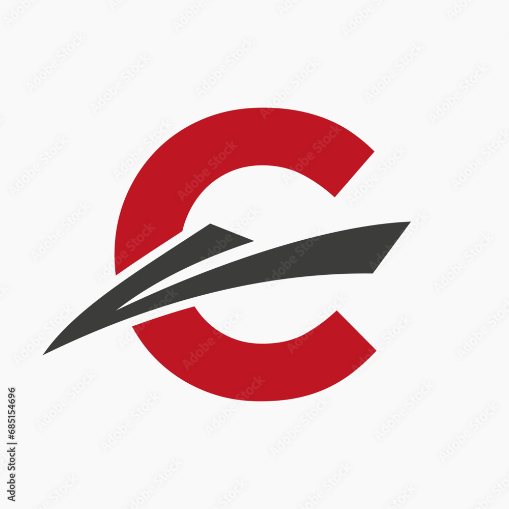 Letter C Shipping Logo Sailboat Symbol. Nautical Ship Sailing Boat Icon ...