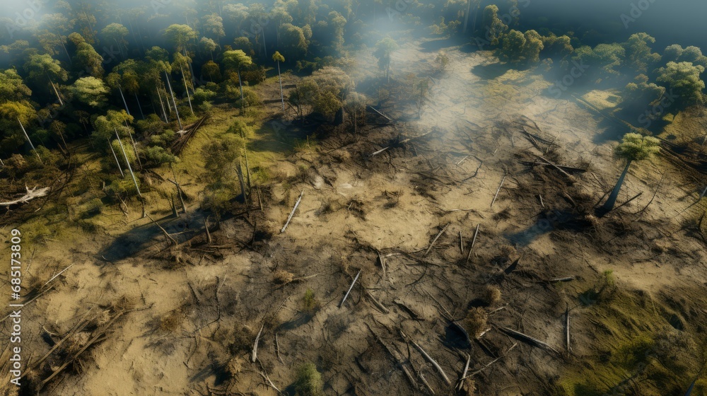 The drone captures a devastating aerial view of illegal deforestation ...