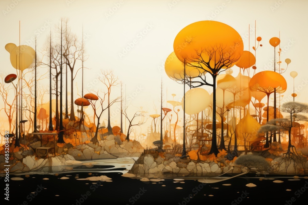 Ilustrace Produce an abstract representation of a mycorrhizal network ...