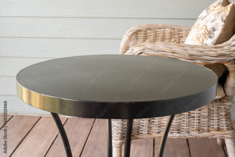 Round black table interior background for mockup product display Stock ...