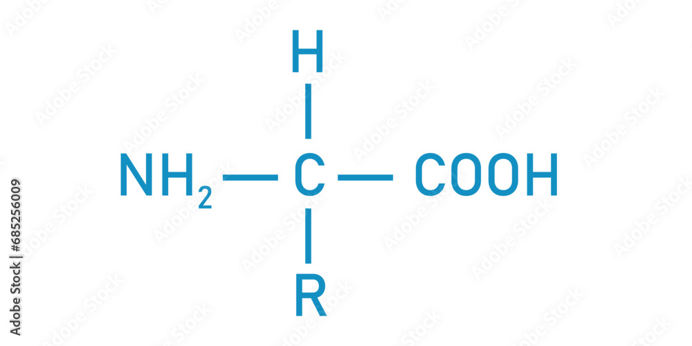 Skeletal formula of L-alanine. Chemical structure of Alanine (C3H7NO2 ...
