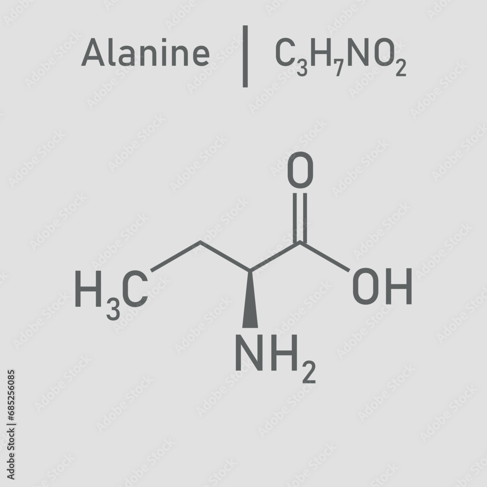 Vector de Stock Skeletal formula of L-alanine. Chemical structure of ...