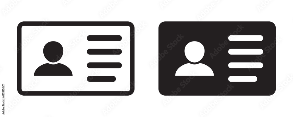 ID Card icon. Employee clerk card, driver license, Identification card ...