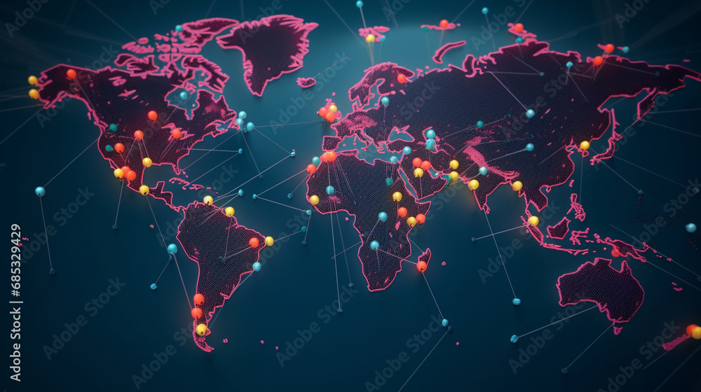 World map with country labels. AI Generated Stock Illustration | Adobe ...