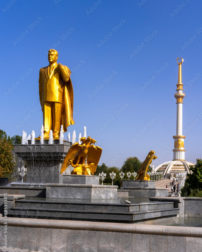 Golden Statue of Turkmenbashi, the First President of Turkmenistan in ...