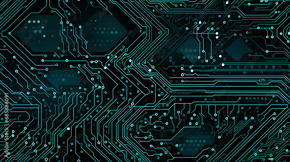 Seamless high-tech circuit board texture with intricate pathways Stock ...