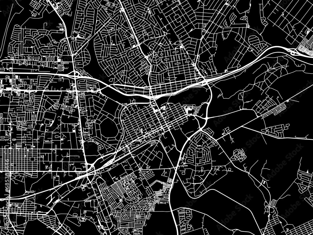 Vector road map of the city of Benoni in South Africa with white roads ...