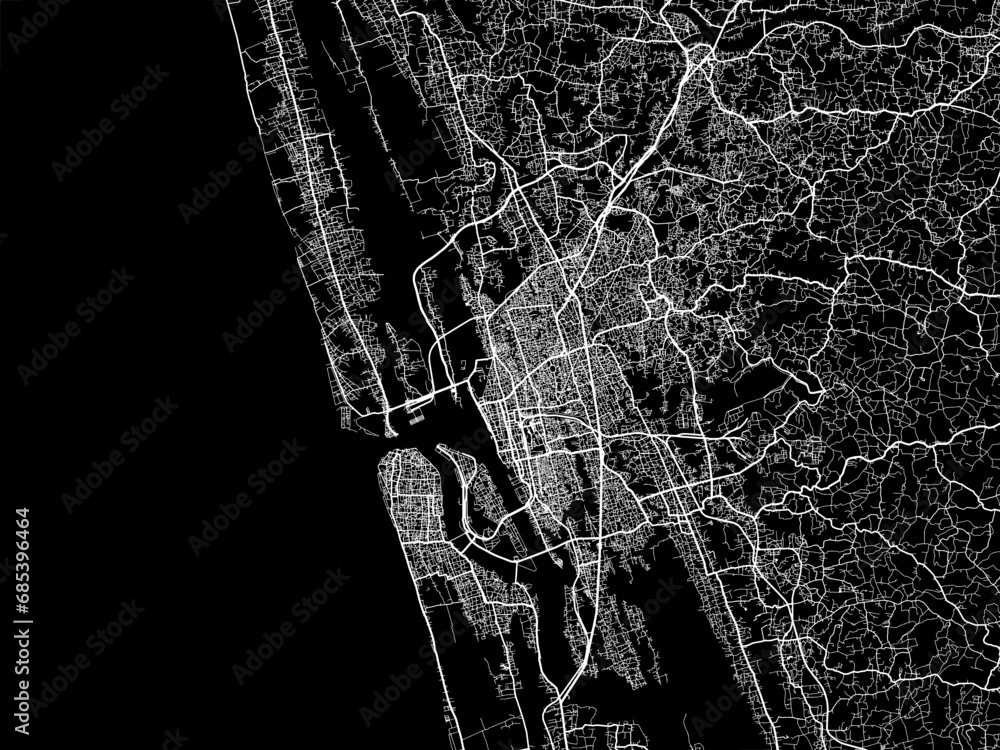 Vector road map of the city of Cochin in the Republic of India with ...