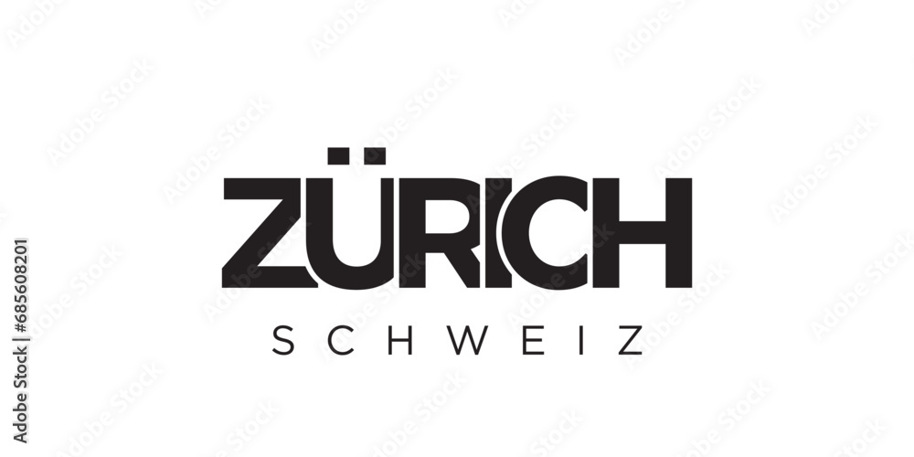 Zurich in the Switzerland emblem. The design features a geometric style ...