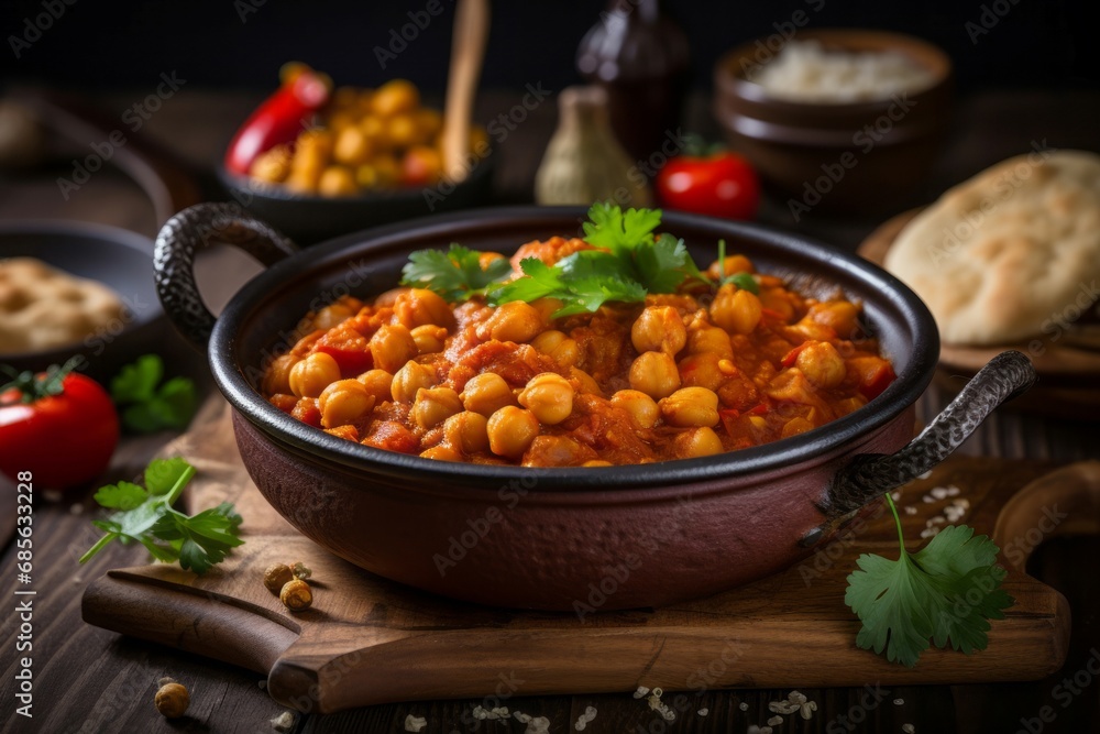 Indian channa masala with fresh parsley. Traditional India cuisine ...