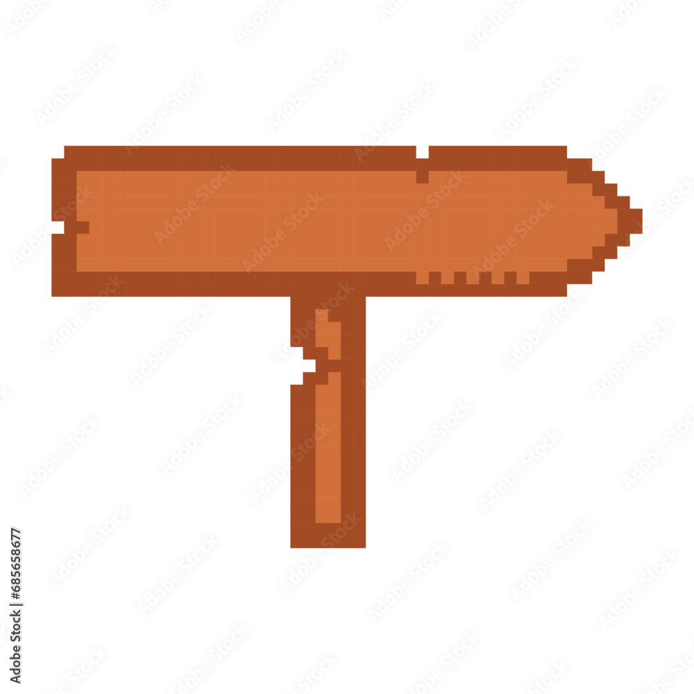 Pixel wooden roadside sign, old village, 8 bit timber roadside pointer ...