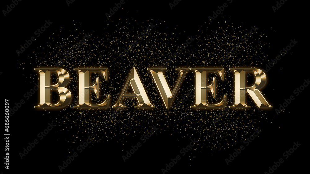 BEAVER, Gold Text Effect, Gold text with sparks, Gold Plated Text ...