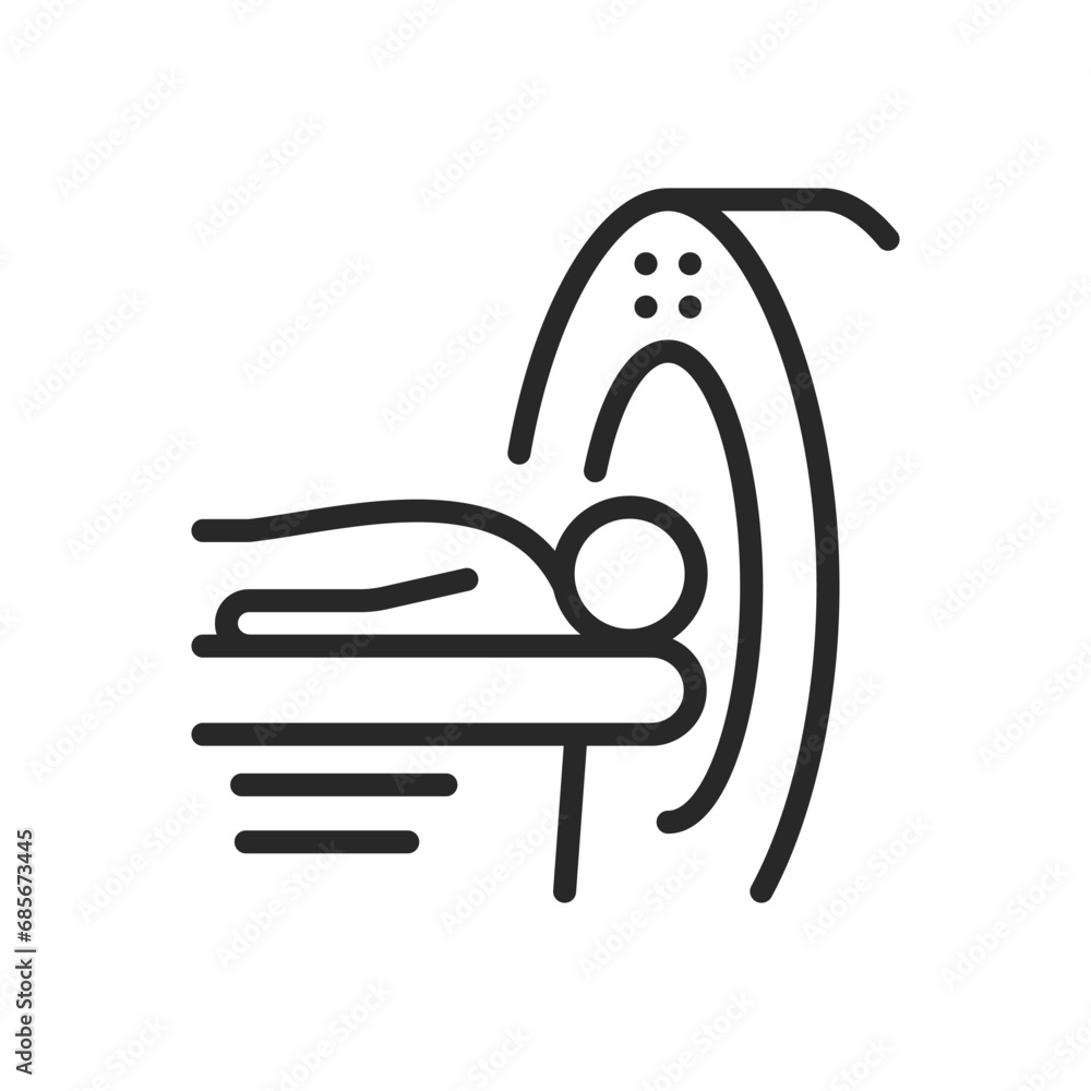 MRI and CT Scan Process Icon. Thin Line Illustration Depicting Patient ...