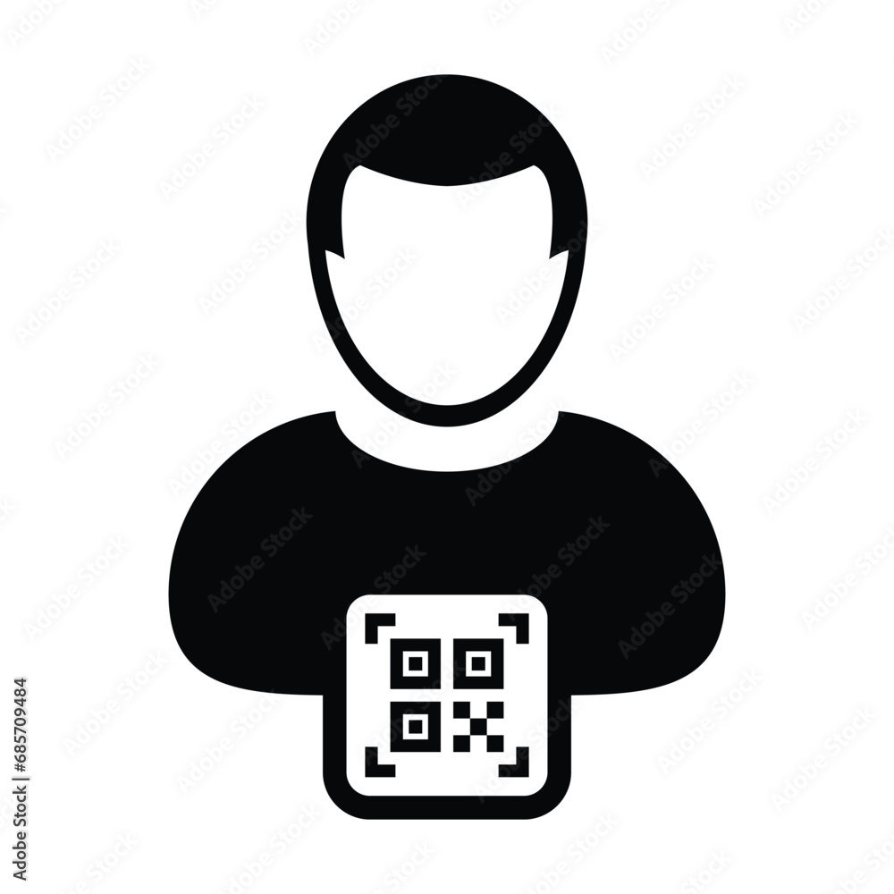 Digital id icon avatar with qr code for biometric identity in vector ...