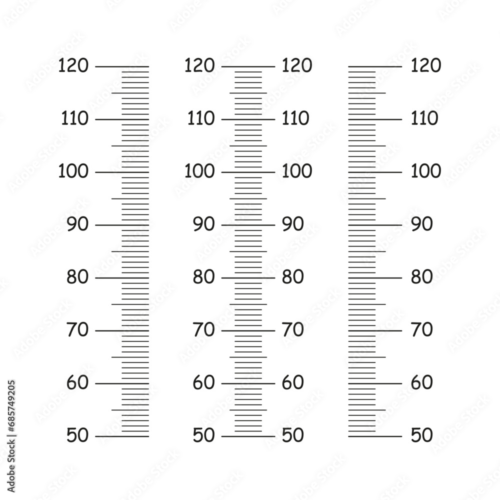 Stadiometer template for wall growth sticker. Kids height chart from 50 ...