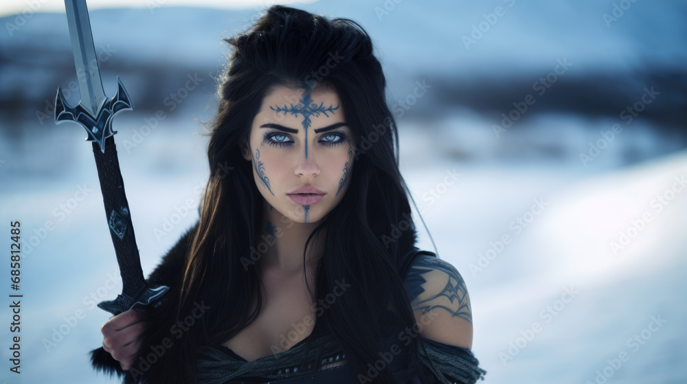 Viking Shield Maiden: A Warrior's Grace in the Face of Battle Stock ...