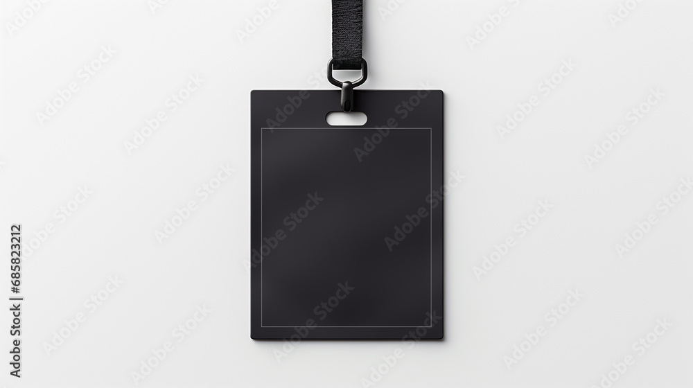 Empty black id card template. Blank ID card mockup isolated on white ...