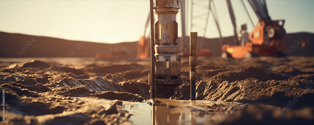 Drilling rig or well drilling technology . Modern huge equipment for ...