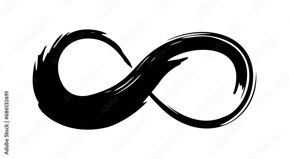 Infinity symbol hand painted with grunge brush stroke and black paint ...
