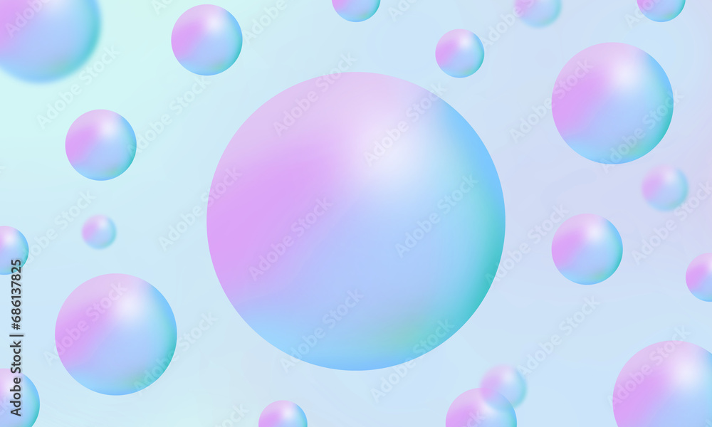 Abstract Soft light blue green purple bokeh circle background with ...