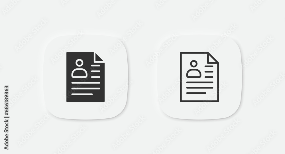 CV document icon. Resume form sign. Person profile symbol. Statement ...