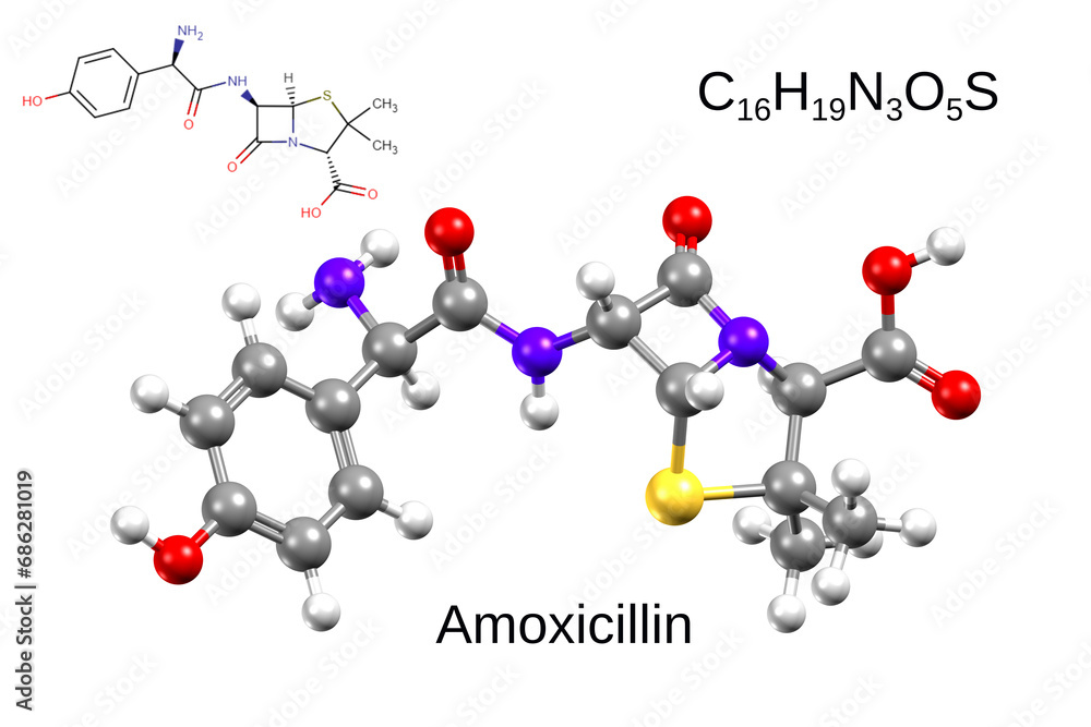 Chemical formula, structural formula and 3D ball-and-stick model of ...