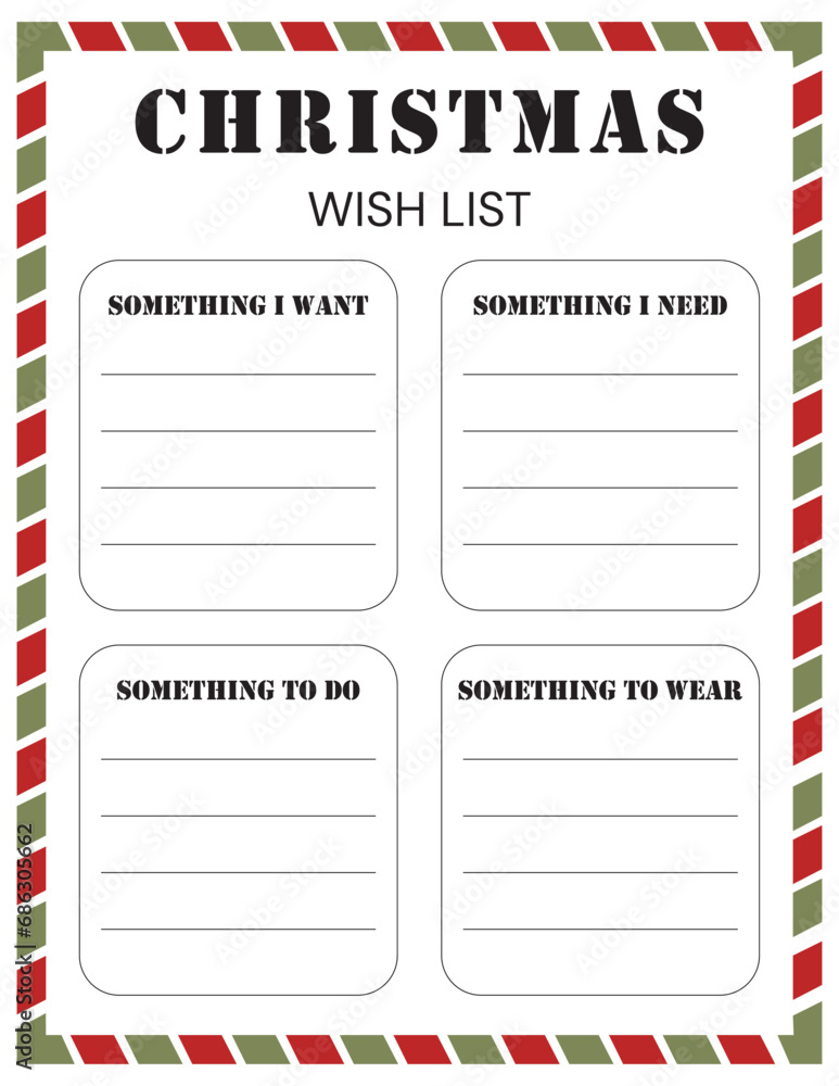Christmas Wishlist Wish list for Christmas gifts with cute holiday ...