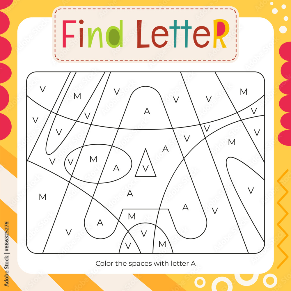 Coloring page for Letter Tracing Book. Color by letter A. Flash card ...