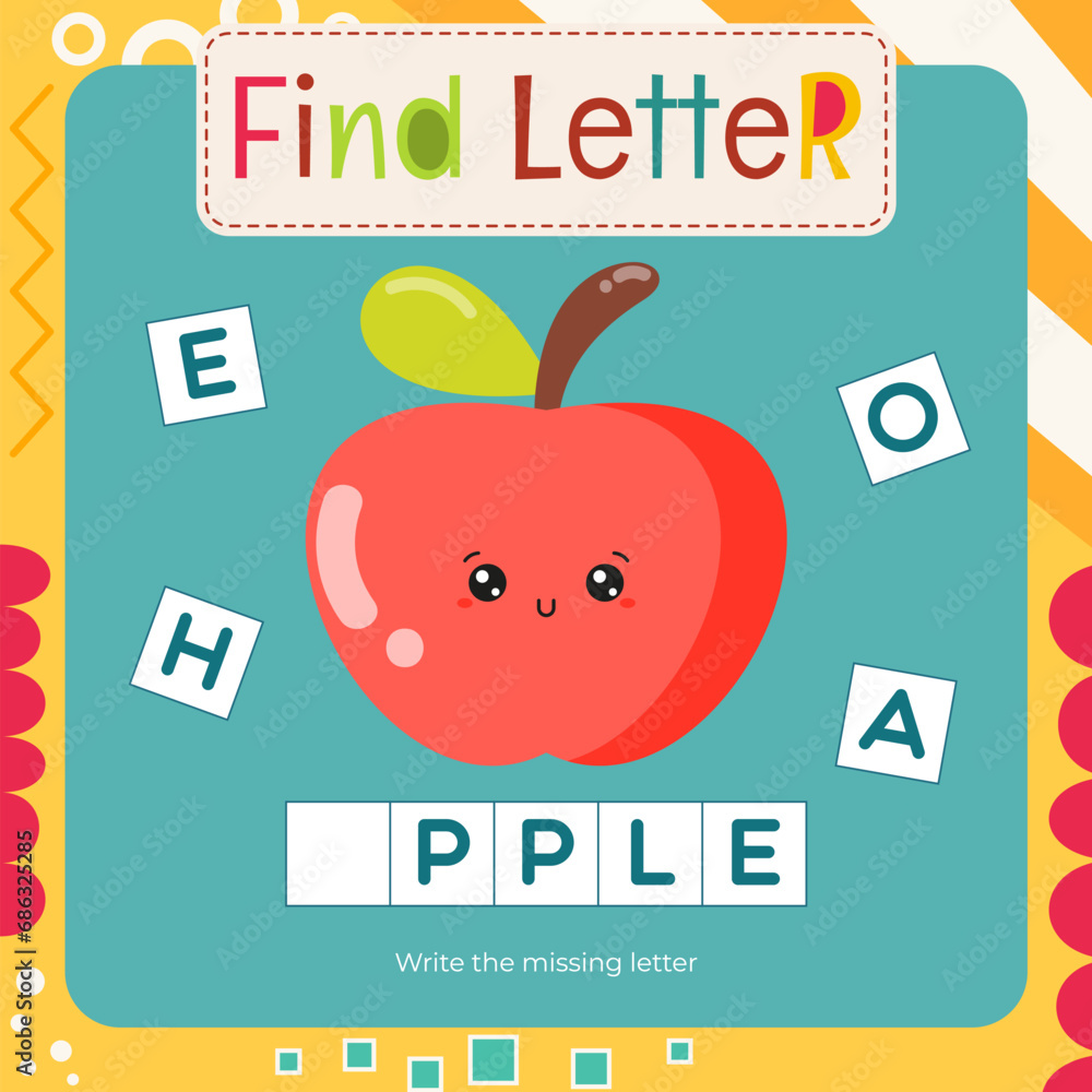 Word activities for Letter Tracing Book. Kids game Find letter – Write ...