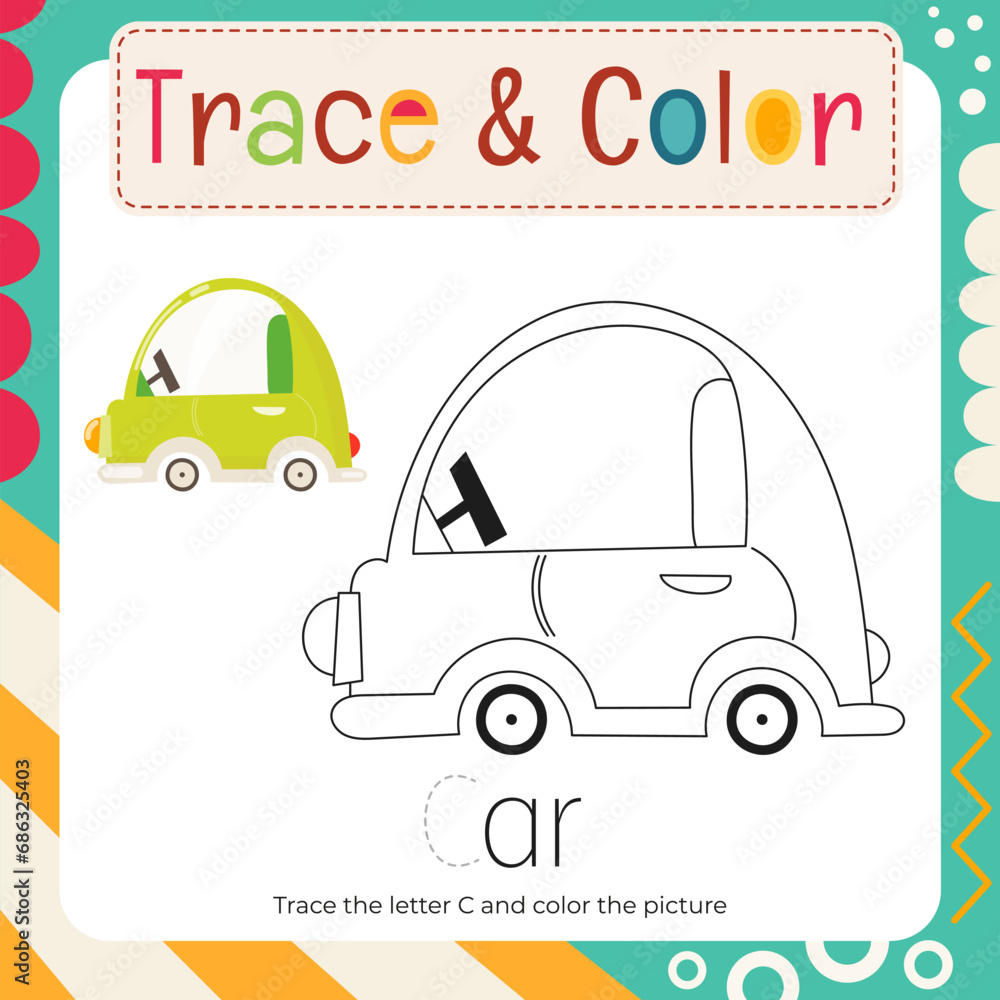 Stock-Vektorgrafik „Coloring page for Letter Tracing Book. Trace letter ...