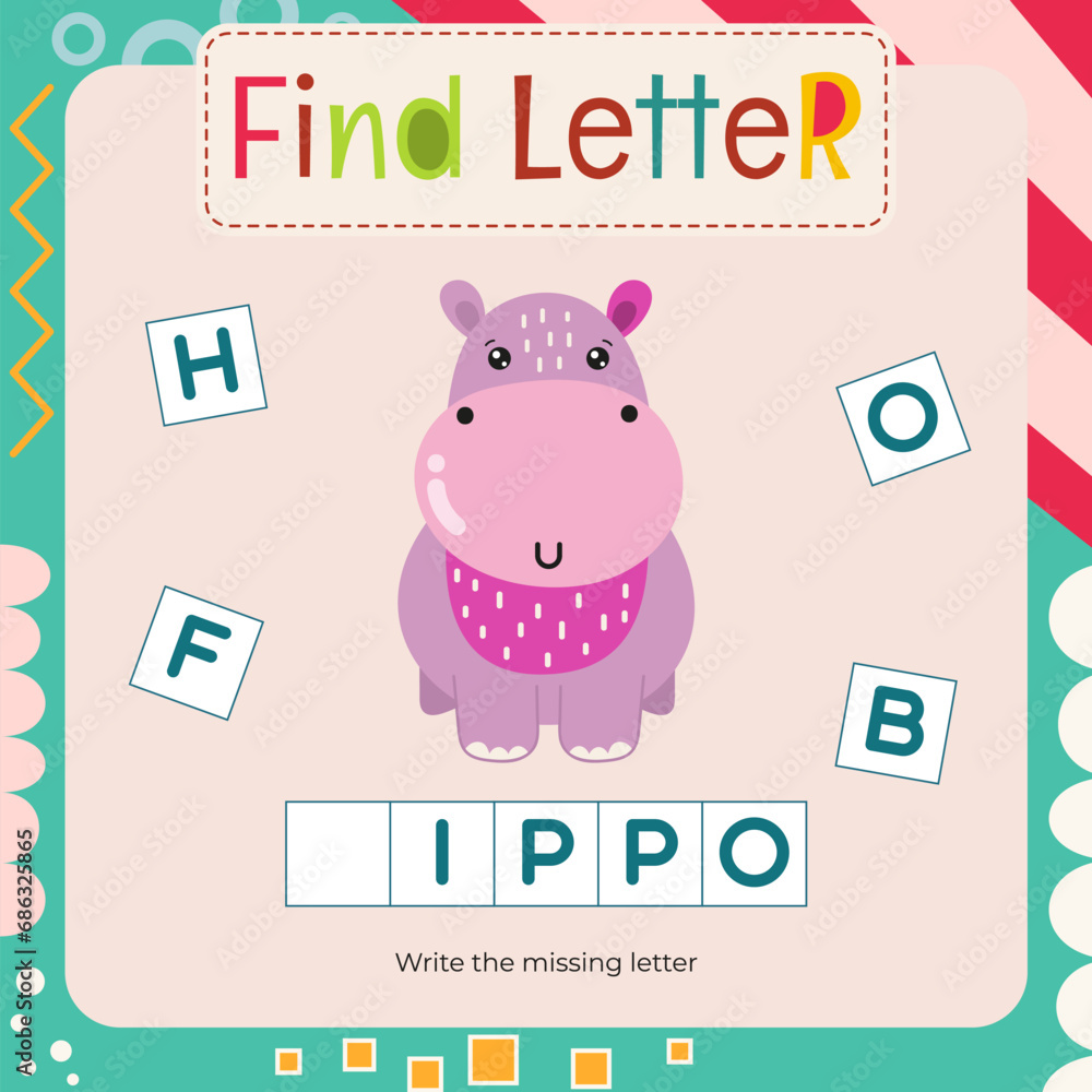 Word activities for Letter Tracing Book. Kids game Find letter – Write ...