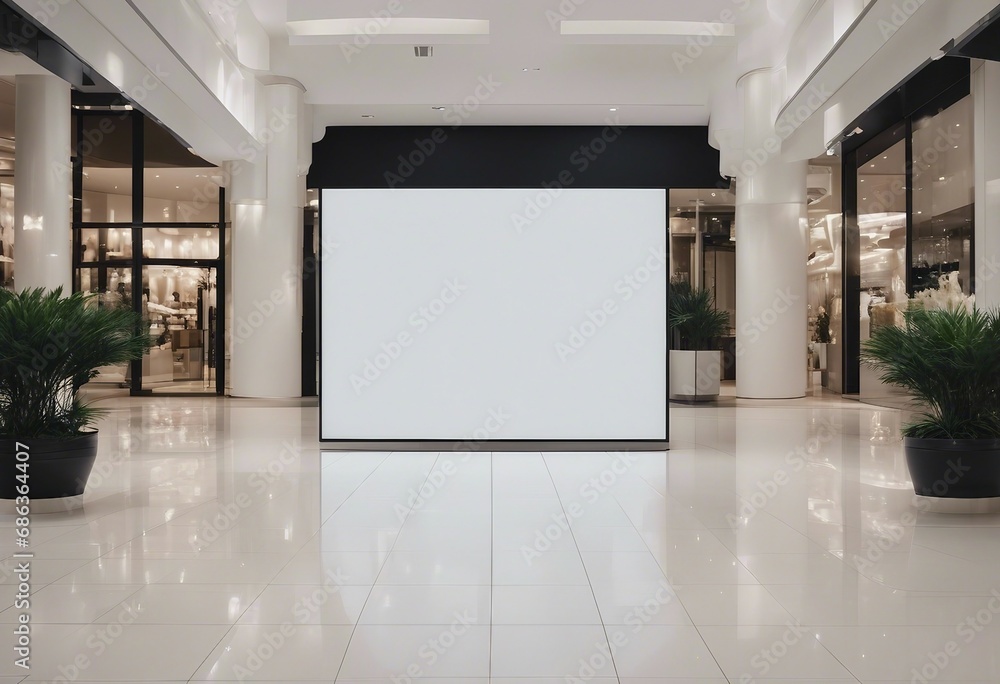 Foto de Stock Mock up Horizontal white empty signage on store shop ...