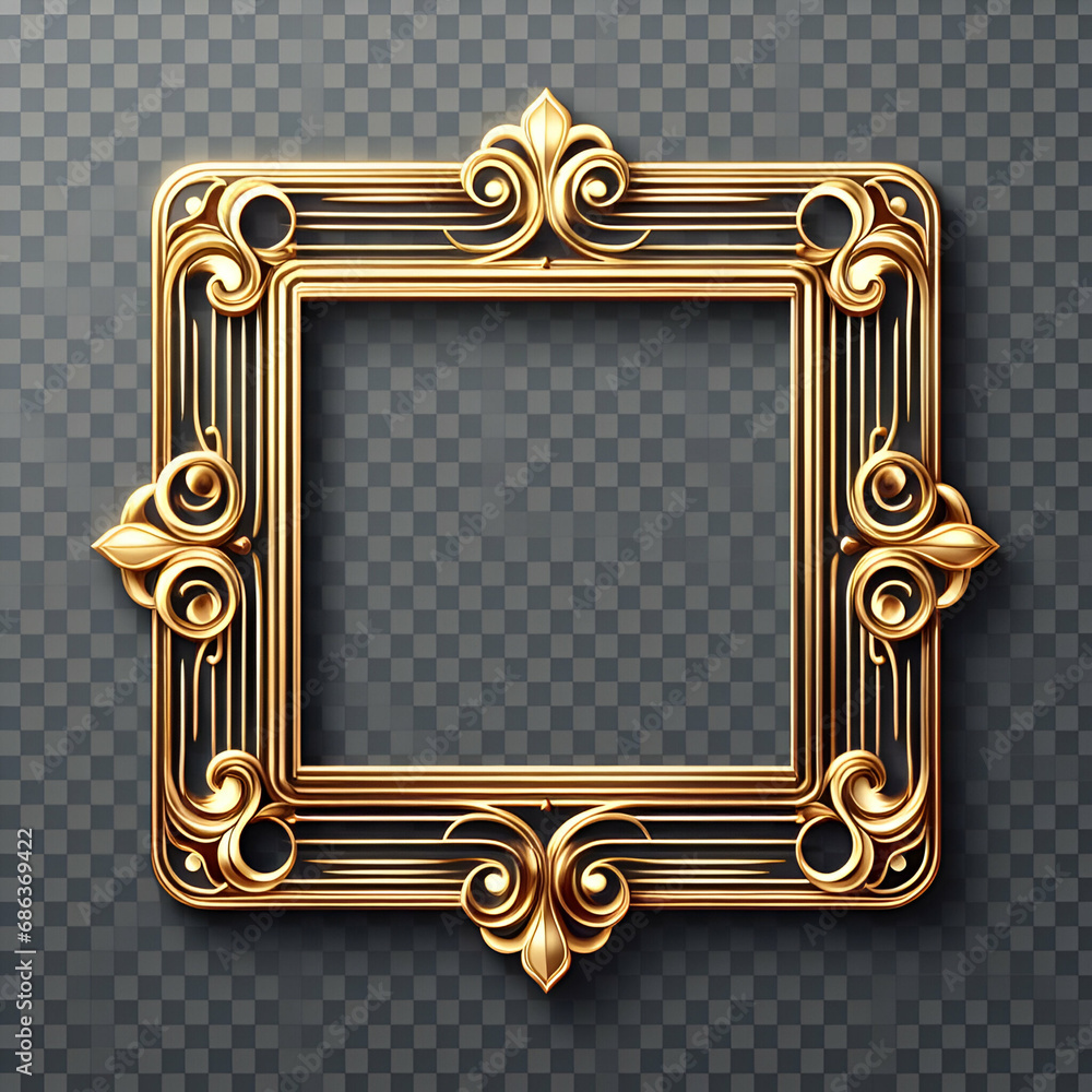 Ilustración de Stock Rectangle golden frame with inverted rounded ...