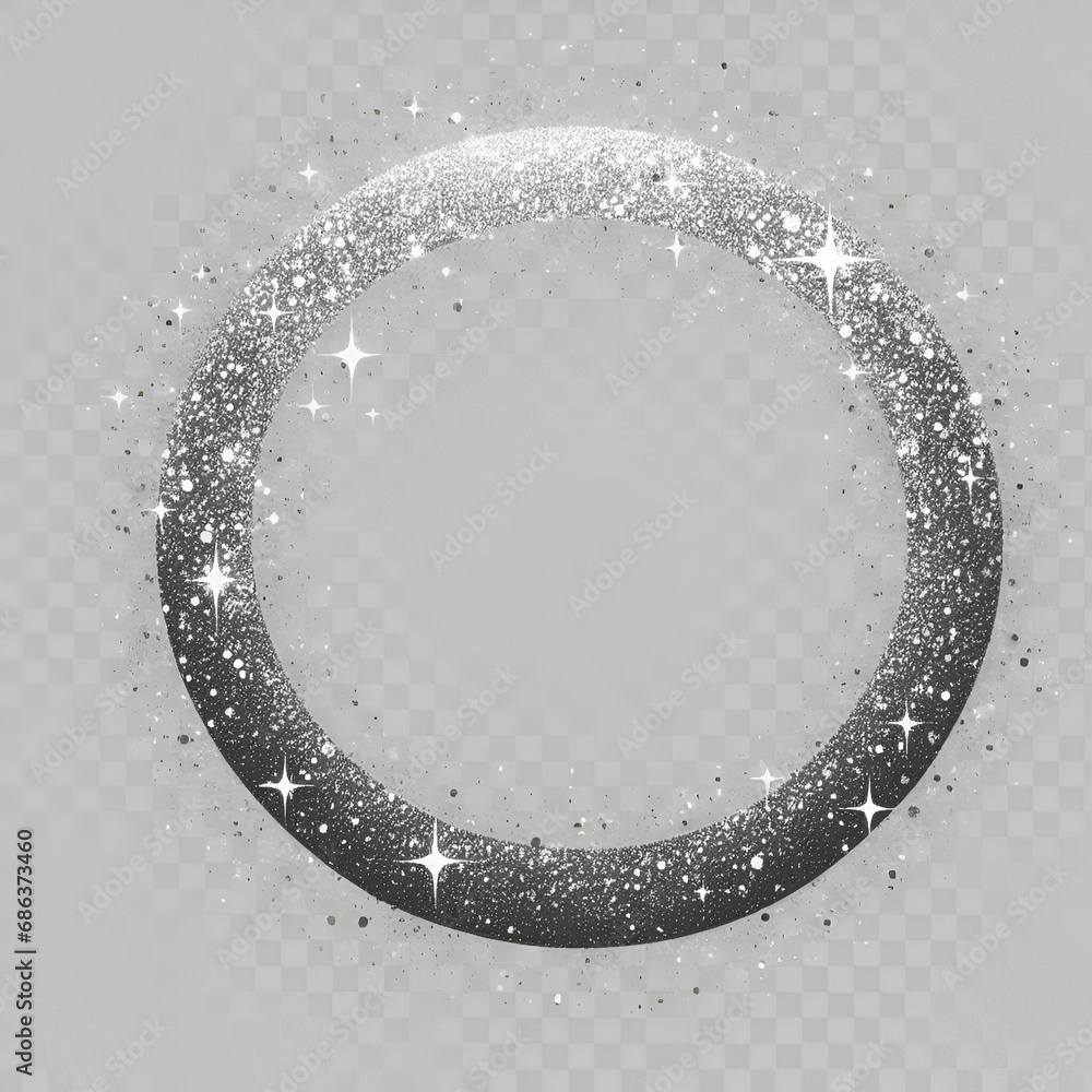 silver glitter round circle frame isolated on transparent background illustration, png, clip art ...