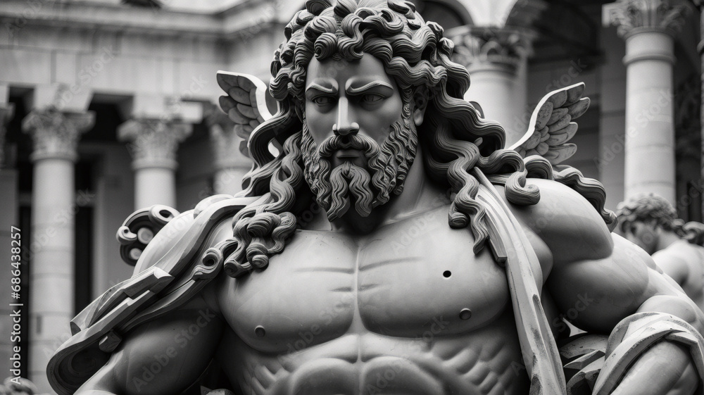 Sculpture of Hercules a brutal, muscular male, with a beard, the Greek ...